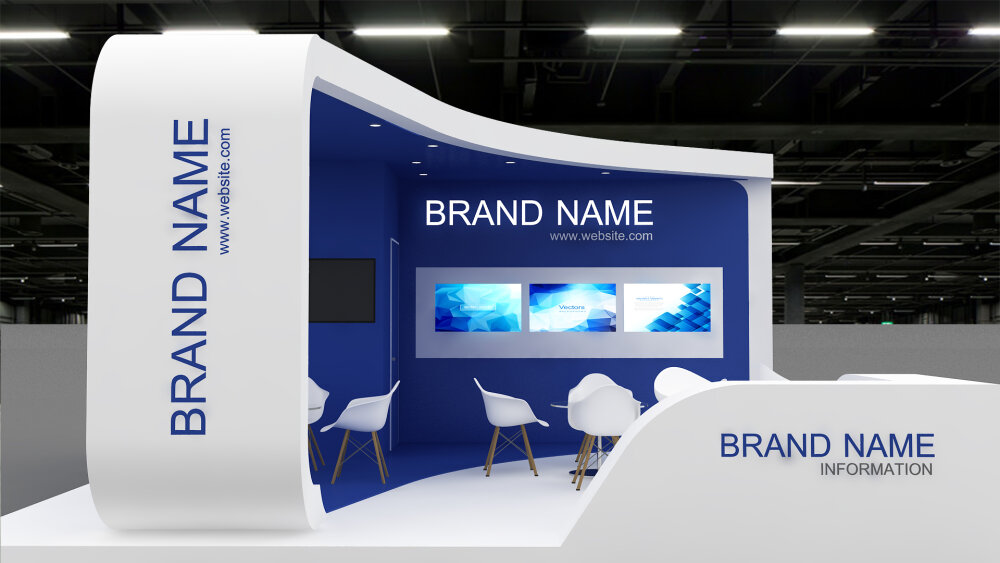 Exhibition Booth Design with Integrated Digital Displays 3D model ...