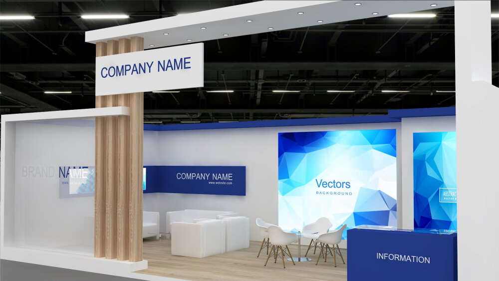 Trade Show Booth with Wood Accents and Display Area 3D model - Download ...