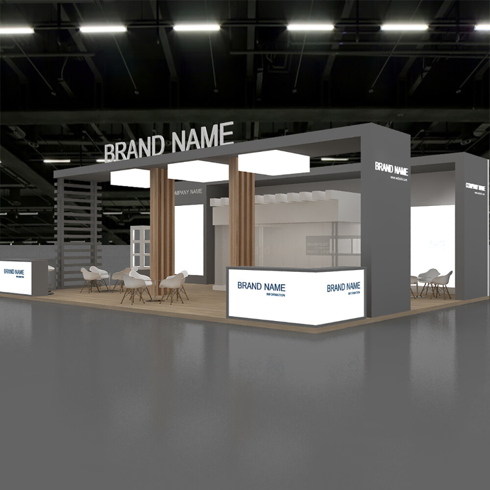 Modular Exhibition Booth with Multiple Seating Areas 3D model ...