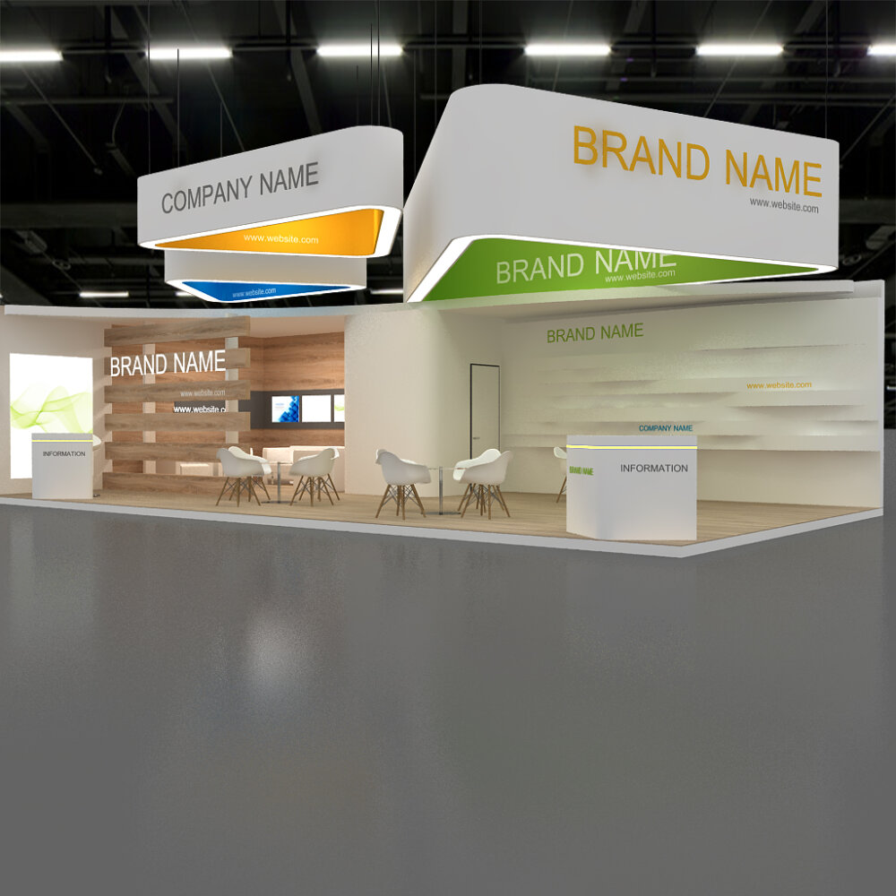 Exhibition Booth with Reception Area and Meeting Space 3D model ...