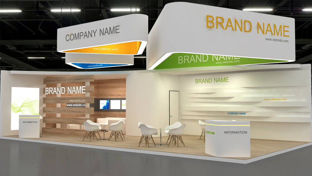 Exhibition Booth with Reception Area and Meeting Space 3D model ...
