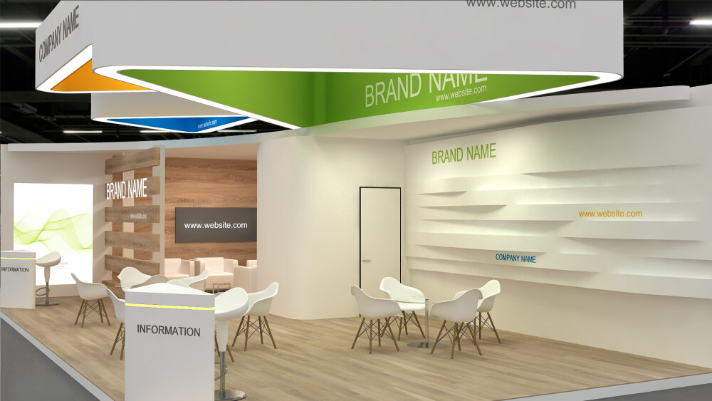 Exhibition Booth with Reception Area and Meeting Space 3D model ...