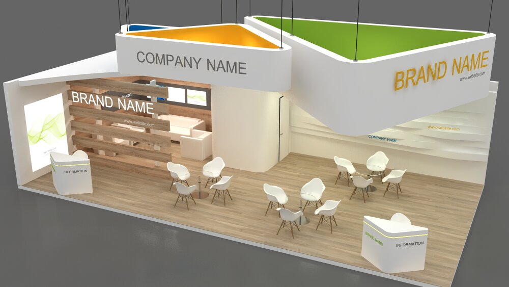 Exhibition Booth with Reception Area and Meeting Space 3D model ...