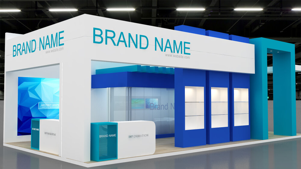 Exhibition Booth with Interactive Display and Branding Elements 3D ...