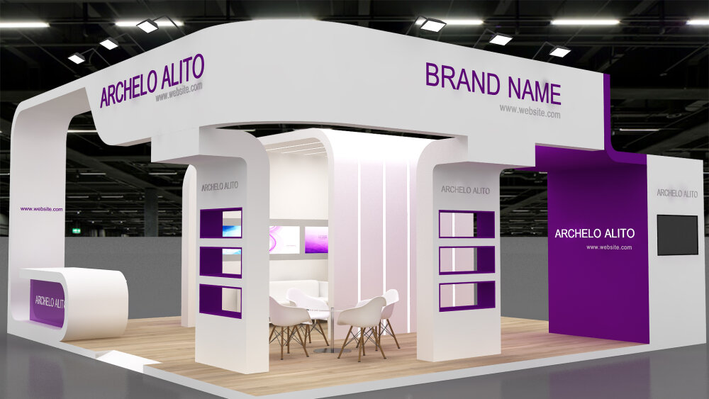 Trade Show Exhibition Booth with Arch Design and Branding Areas 3D 모델 ...