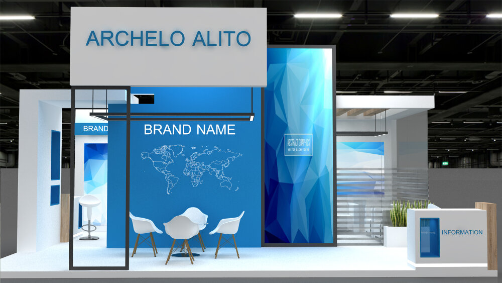 Exhibition Booth with Conference Area and Information Counter 3D model ...