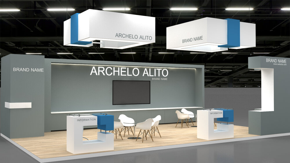 Exhibition Booth Design with Customized Display Structures 3D model ...