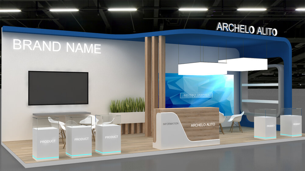 Exhibition Booth Design with Advanced Lighting and Seating 3D model ...