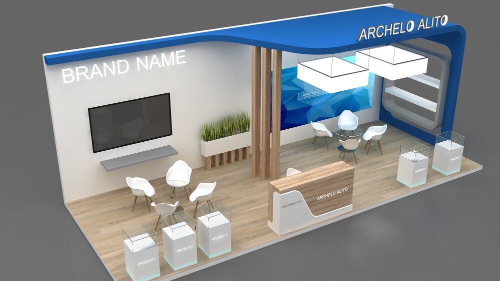 Exhibition Booth Design with Advanced Lighting and Seating 3D model ...
