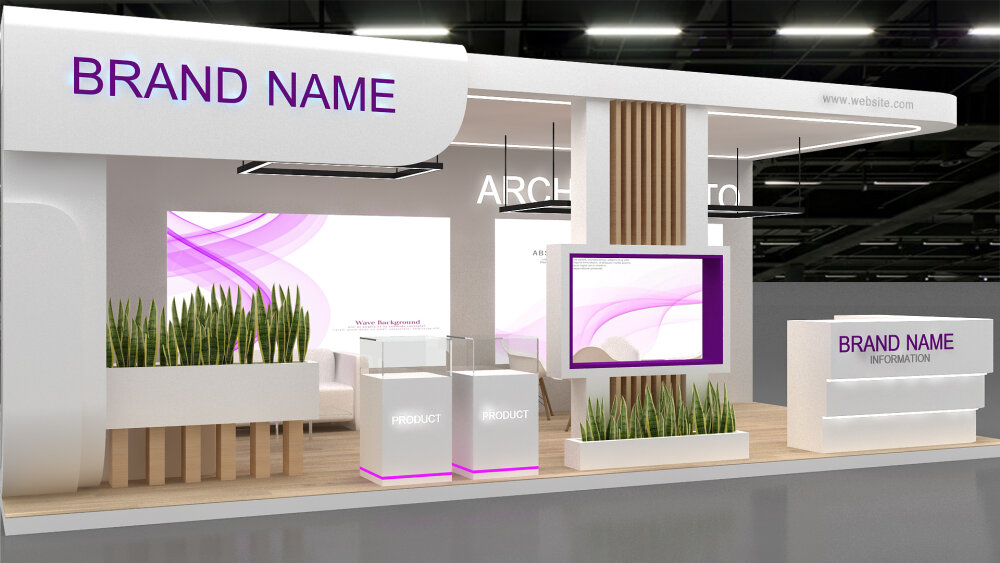 Trade Show Exhibition Booth with Custom Branding and Interactive ...