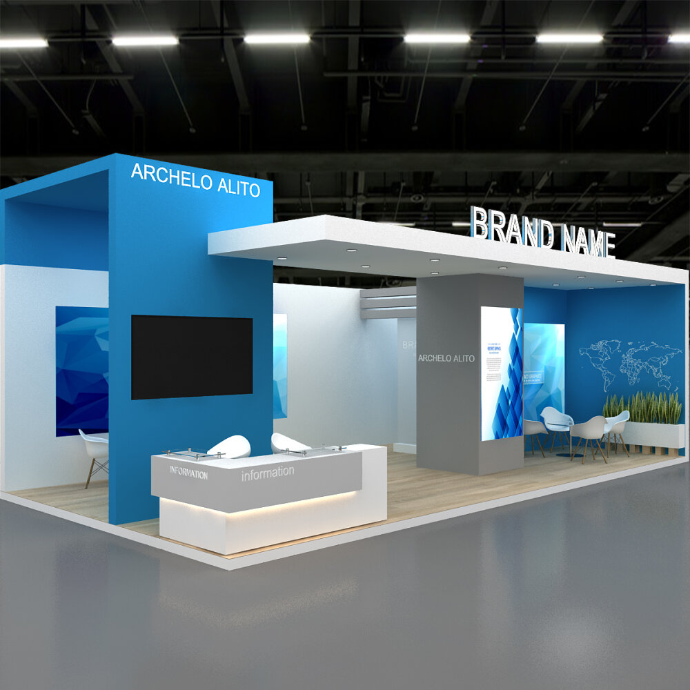 Exhibition Booth Design with Custom Display Features 3D model ...