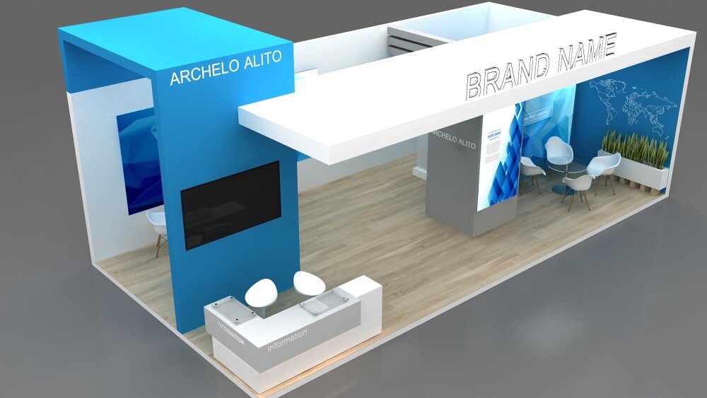 Exhibition Booth Design with Custom Display Features 3D model ...