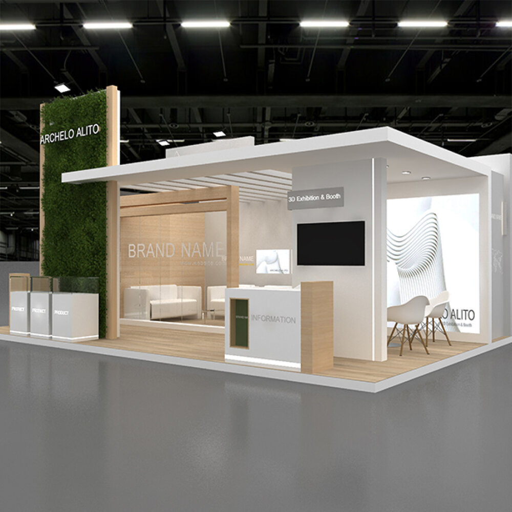 Trade Show Exhibit Booth with Vertical Garden and Lounge Area 3D model ...