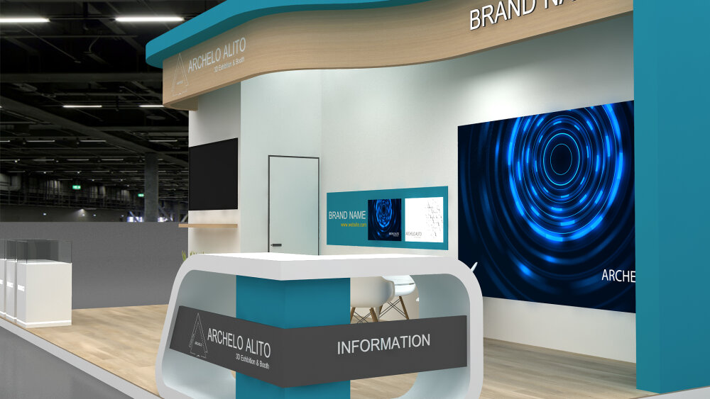 Trade Show Exhibition Booth with Digital Display 3D model - Download ...