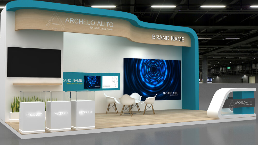 Trade Show Exhibition Booth with Digital Display 3D model - Download ...