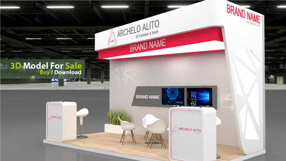 Exhibition Stand with Interactive Display and Seating 3D model ...
