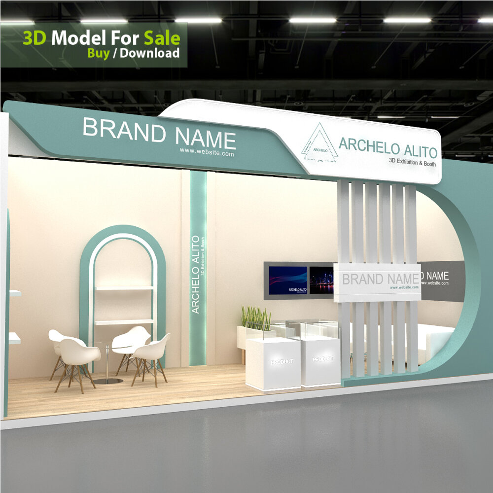 Marketing Booth Design with Custom Branding Elements 3D model ...