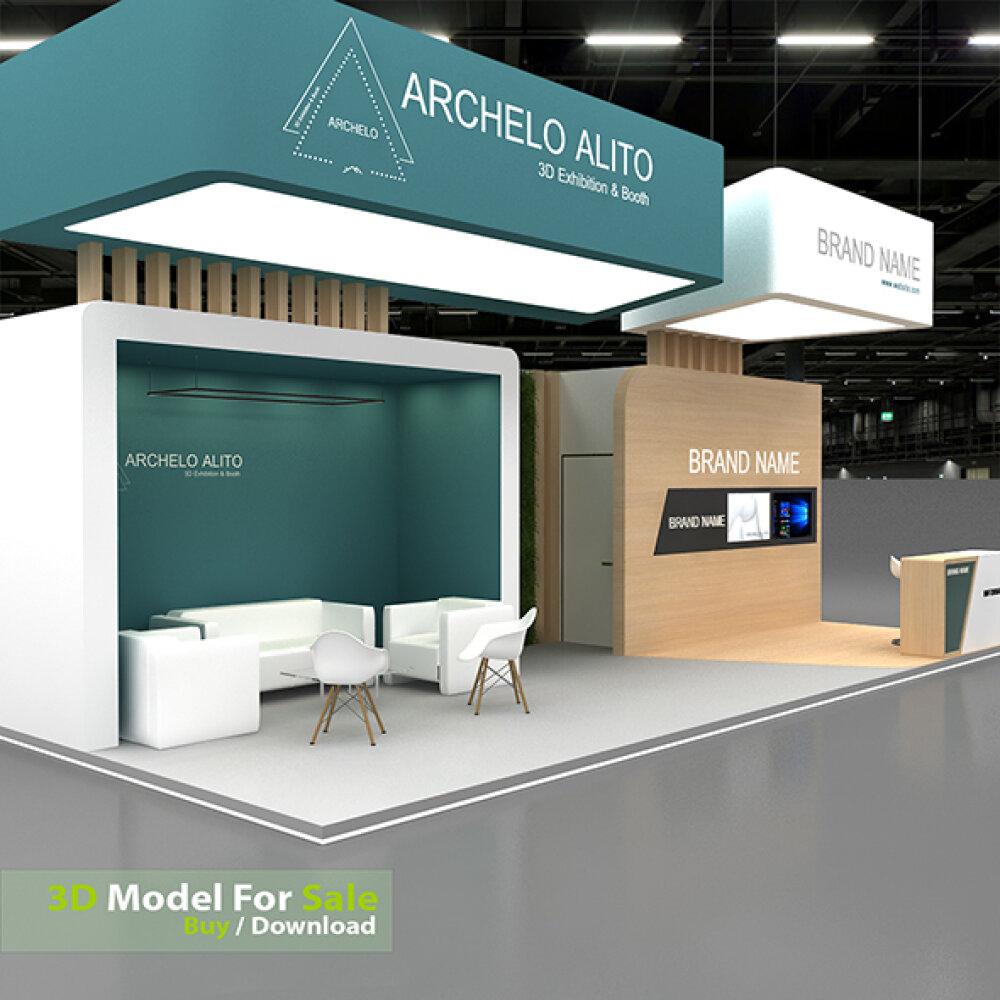 Exhibition Booth Design with Reception Area and Display Walls 3D 모델 ...