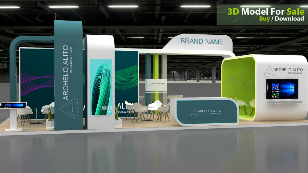 Stand Exposição Inovador com Telas Interativas Modelo 3D - Baixar ...