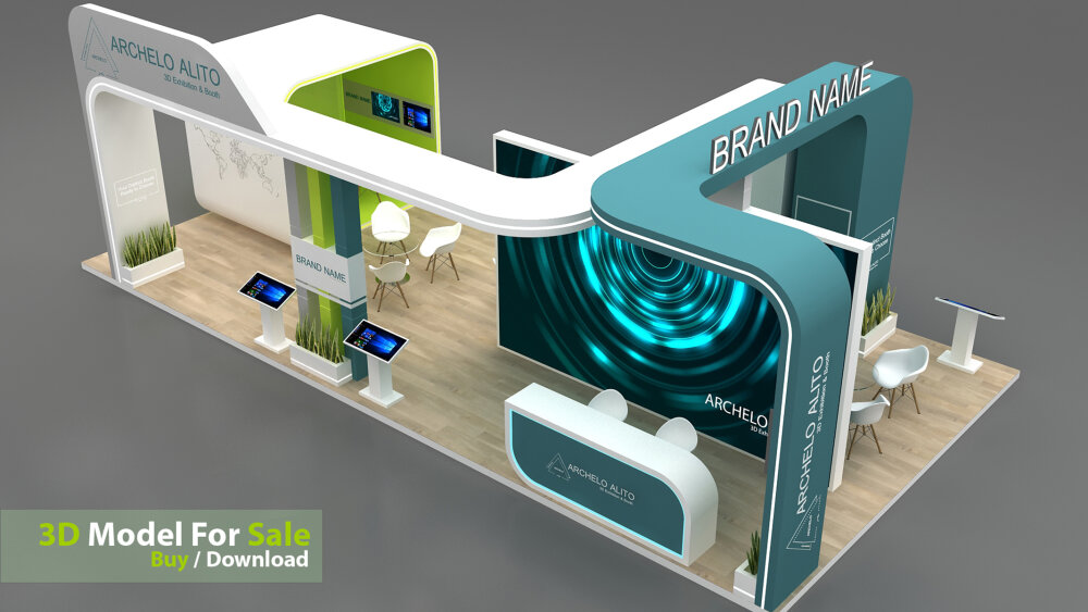Stand Exposição Inovador com Telas Interativas Modelo 3D - Baixar ...