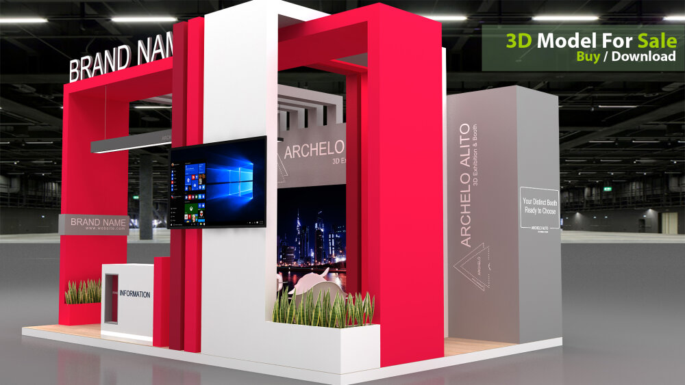 Minimal Booth Stall 3D model - Download Commercial Spaces on 3DModels.org