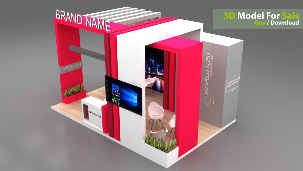 Minimal Booth Stall 3D model - Download Commercial Spaces on 3DModels.org