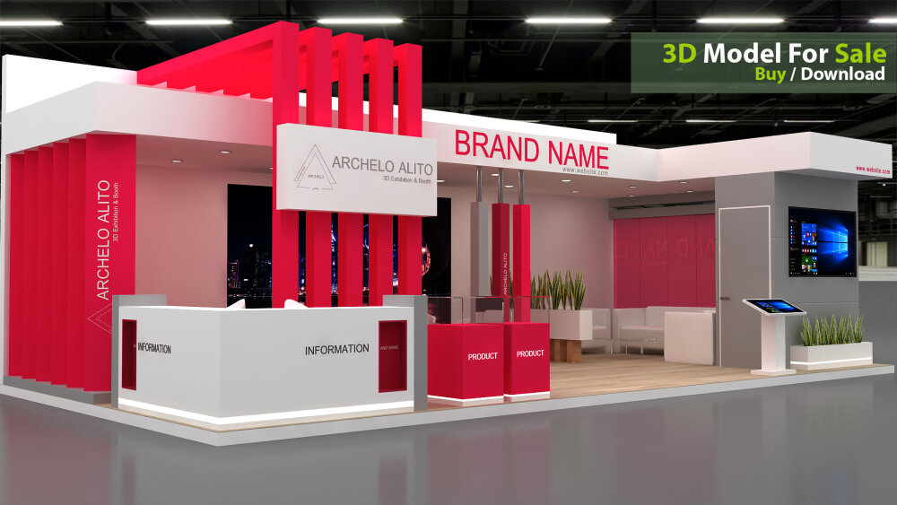 Exhibition Booth with Private Meeting Area 3D model - Download ...