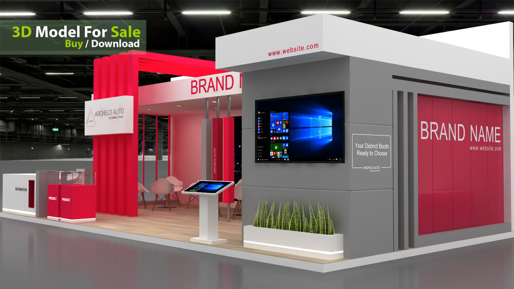 Exhibition Booth with Private Meeting Area 3D model - Download ...