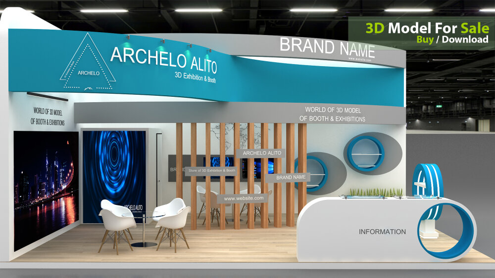 Stall Exhibition Booth 3D model - Download Commercial Spaces on ...