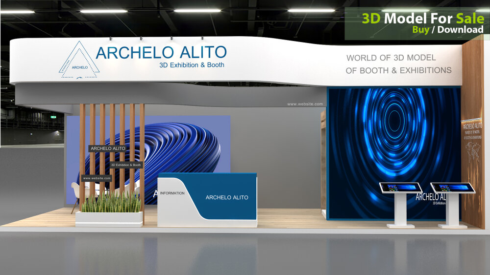Stall Booth with Branding Display 3D model - Download Commercial Spaces ...