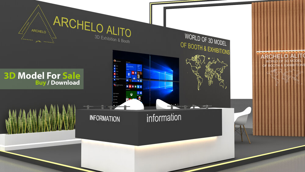 Exhibition Booth with Seating and Digital Display 3D model - Download ...