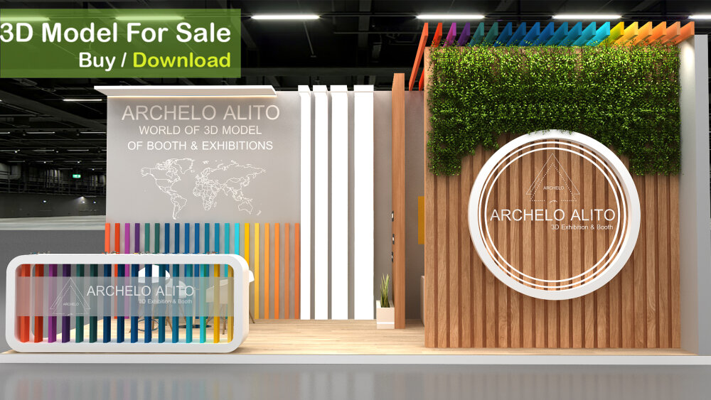 Trade Show Booth with Colorful Panels 3D model - Download Commercial ...
