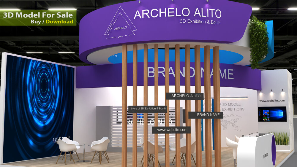 Exhibition Booth Design with Curved Roof 3D model - Download Commercial ...