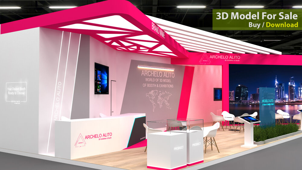 Exhibition Booth with Digital Displays for Event Showcases 3D model ...