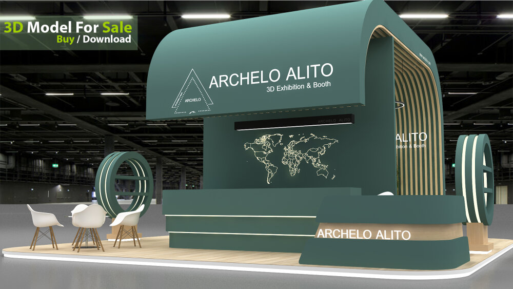 Trade Show Booth with Curved Arches 3D model - Download Commercial ...