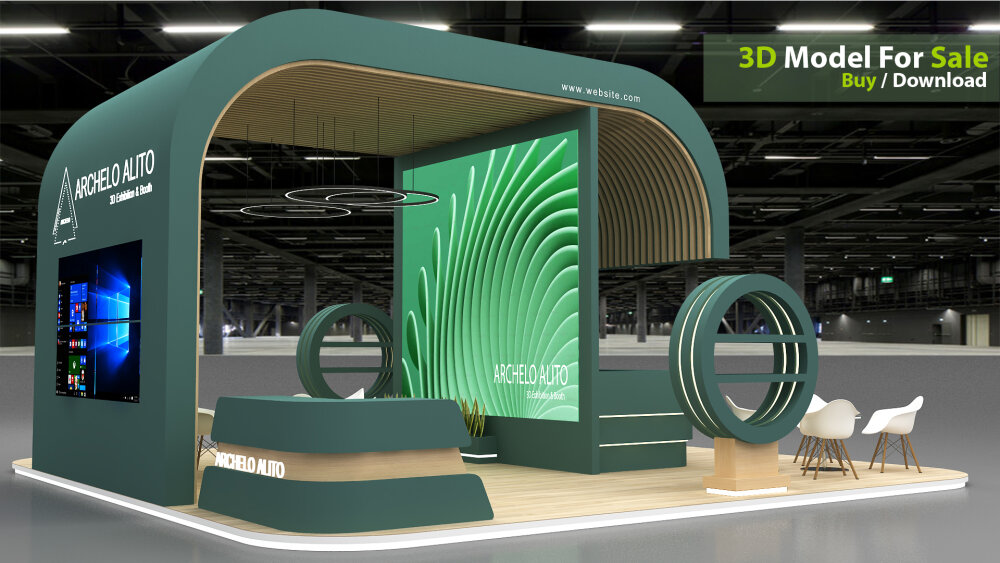 Trade Show Booth with Curved Arches 3D model - Download Commercial ...
