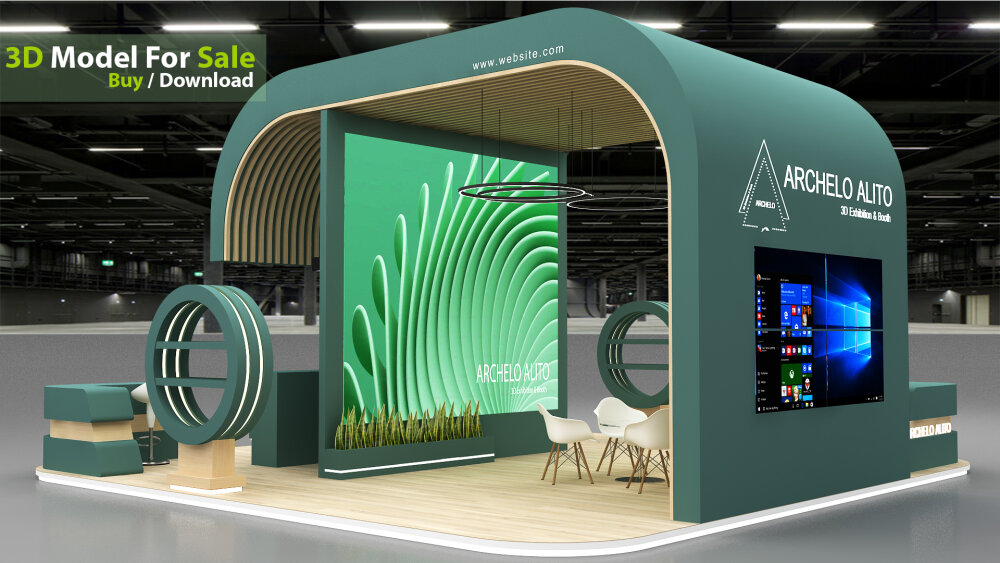 Trade Show Booth with Curved Arches 3D model - Download Commercial ...
