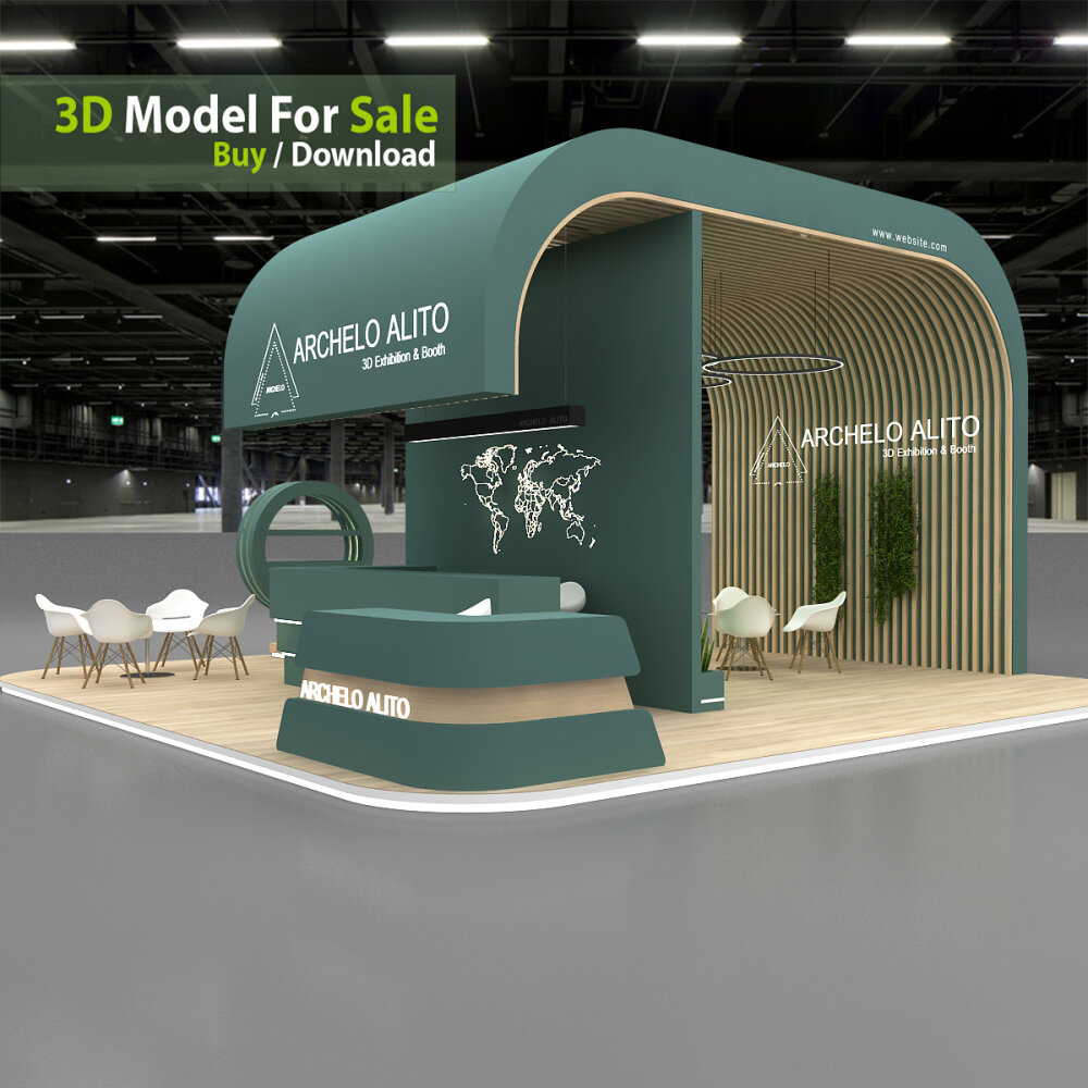 Trade Show Booth with Curved Arches 3D model - Download Commercial ...
