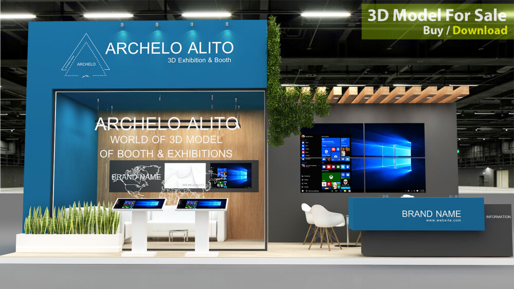 Exhibition Booth with Information Desk 3D model - Download Commercial ...