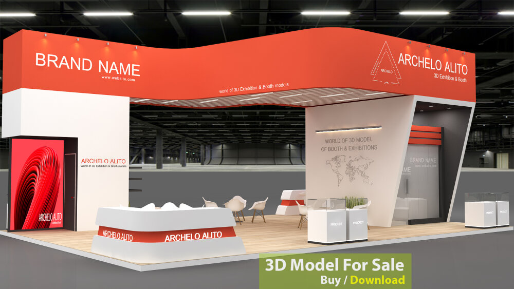 Exhibition Stand with Custom Branding Options 3D model - Download ...