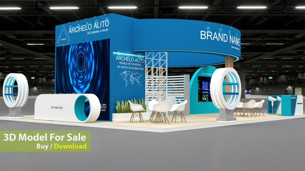 Trade Show Display Booth 3D model - Download Commercial Spaces on ...