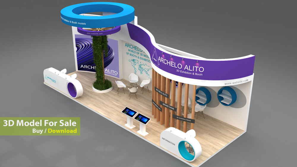 Stand de Feria con Pantallas Interactivas Modelo 3D - Descargar ...