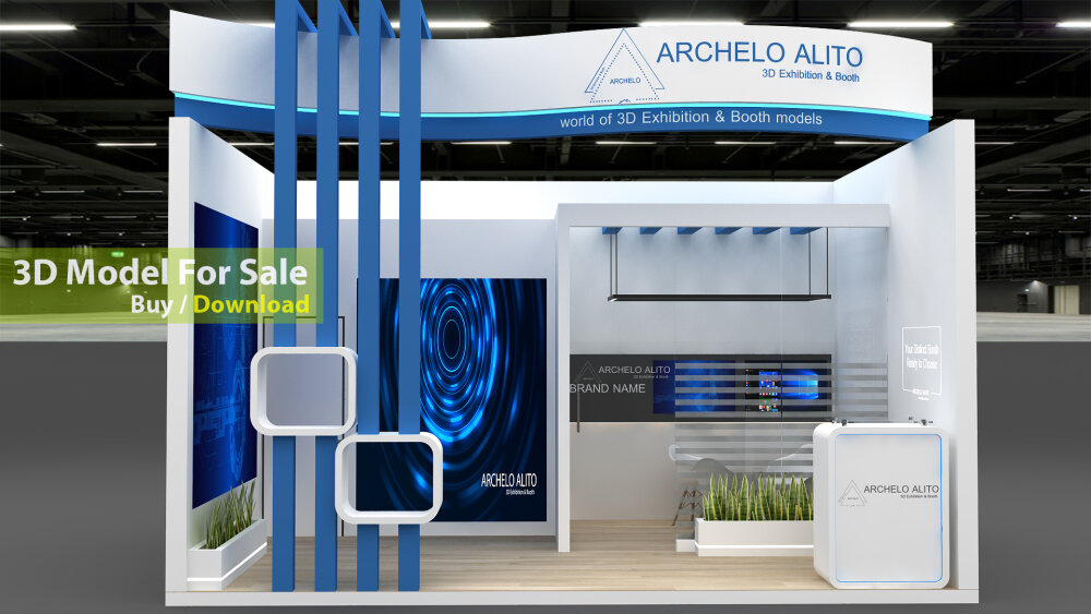 Diseño de Stand de Exposición con Paneles Interactivos Modelo 3D ...