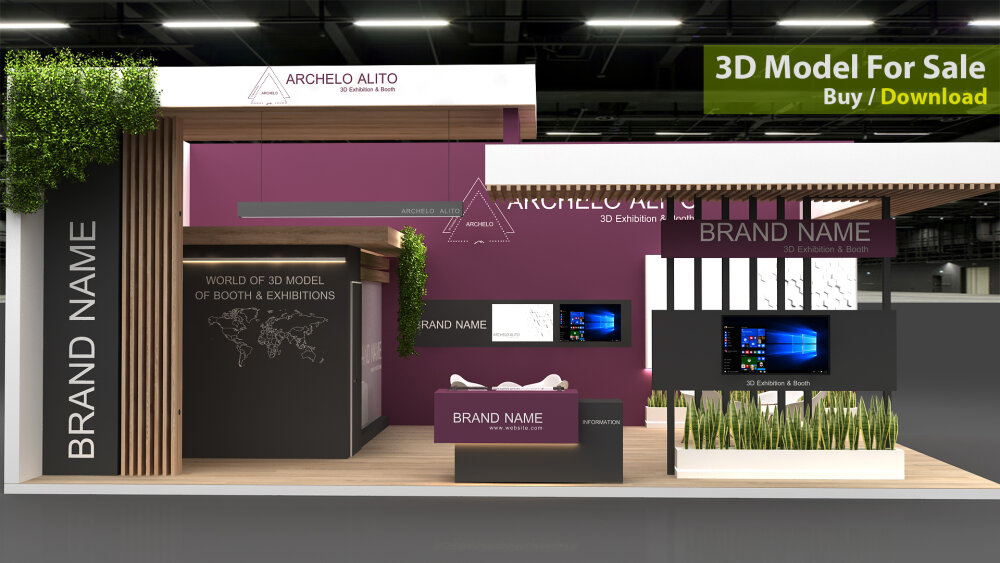 Exhibition Booth with Integrated Digital Displays 3D model - Download ...