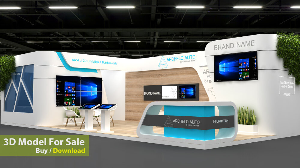 Interactive Trade Show Booth with Digital Displays 3D model - Download ...