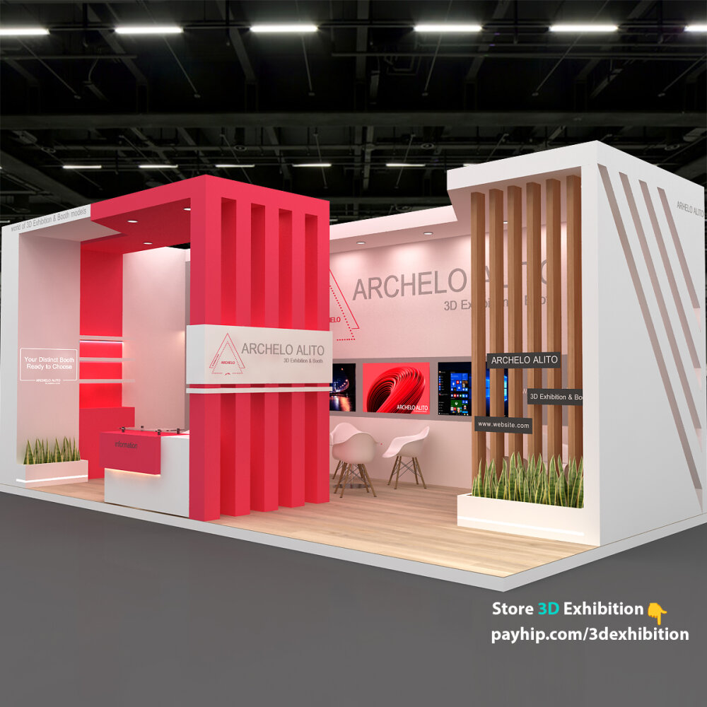 Exhibition Booth with Reception Counter 3D model - Download Commercial ...