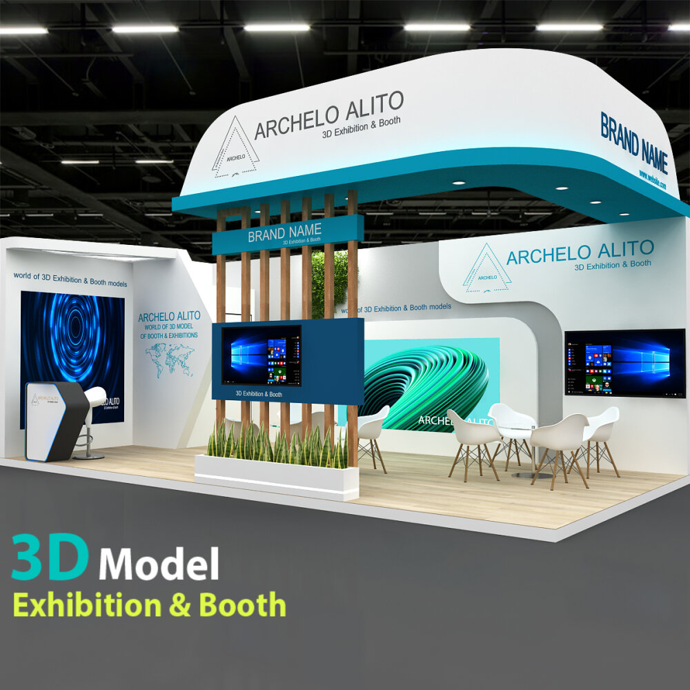 Expo Display Booth with Presentation Area 3D model - Download ...