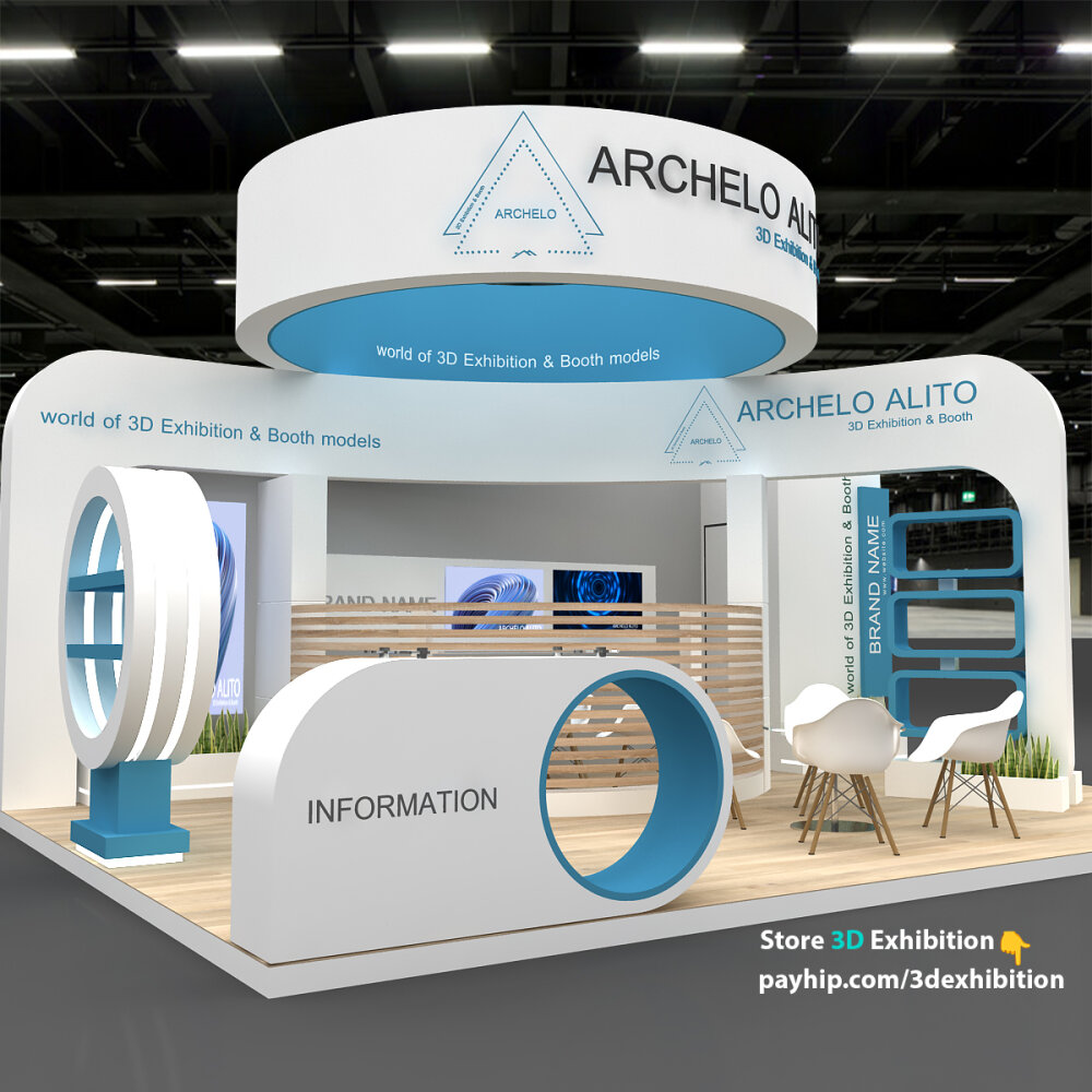 Interactive Exhibition Booth with Information Desk 3D model - Download ...