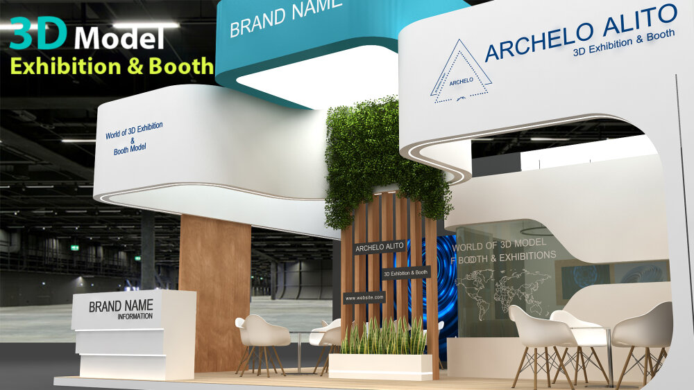 Interactive Exhibition Booth with Lounge Area 3D model - Download ...