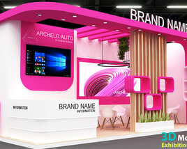 Exhibition and Booth Display with Interactive Kiosk 3D model - Download ...